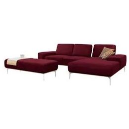 Ecksofa W.Schillig "run, Designsofa mit tollem Sitzkomfort, L-Form", rot (merlot w82), B:279cm H:88cm T:178cm, Longlife Xtra-Leder Z73: Naturwalkleder der Luxusklasse aus den erlesensten Rohh&auml;uten. Hautst&auml;rke 1, 1 &ndash; 1, 3 mm;ROHLEDER Jacquard-Flachgewebe Q2 W60 (63% Polyester, 37% Polyacryl);ROHLEDER Chenille-Flachgewebe Q2 W77 (68% Polyacryl, 32% Polyester);Stoff S37 (100% Polyester), Sofas, Eckso