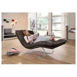Relaxliege W.Schillig "daily dreams", braun (mocca s37), B:95cm H:91cm T:170cm, Stoff S37 (100% Polyester), Sofas, in Waffelkissen-Optik, wahlweise mit Motor, Freischwingergestell