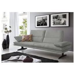 2,5-Sitzer W.Schillig "broadway, Designsofa mit tollem Sitzkomfort", grau (grau s37), B:236cm H:94cm T:96cm, Stoff S37 (100% Polyester): Luxus-Microfaser in Lederoptik, Sofas, Sitztiefenverstellung, Kopfteil- & Seitenteilverstellung, Breite 216cm