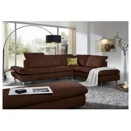 Ecksofa W.Schillig "Taoo, elegant und zeitlos, bequem, L-Form, Breite 296cm", braun (copper s41), B:296cm H:84cm T:242cm, Longlife fabric Velourgewebe S41 (100% Polyester), Sofas, Ecksofa, mit Sitziefenverstellung & Kopfteilverstellung