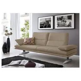 2,5-Sitzer W.Schillig "broadway Designsofa mit hohem Sitzkomfort", braun (stone z59), B:236cm H:94cm T:96cm, Longlife Xtra-Leder Z59: Glattleder mit modischer Pr&auml;gung. Hautst&auml;rke 0, 9 - 1, 1 mm, Sofas, Sitztiefenverstellung, Kopfteil- & Seitenteilverstellung, Breite 236cm