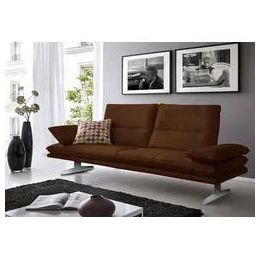 2,5-Sitzer W.Schillig "broadway Designsofa mit hohem Sitzkomfort", braun (tabacco z69), B:236cm H:94cm T:96cm, Longlife Xtra-Leder Z69: Das feinnarbige, gedeckte Softleder Z69 besticht durch seine au&szlig;ergew&ouml;hnliche Weichheit im trendigen &raquo;Vintage-Look&laquo;, Hautst&auml;rke 0, 9 - 1, 1 mm, Sofas, Sitztiefenverstellung, Kopfteil- & Seitenteilverstellung, Breite 236cm