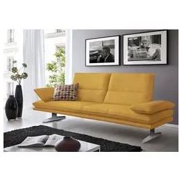 2,5-Sitzer W.Schillig "broadway Designsofa mit hohem Sitzkomfort", gelb (kurkuma z69), B:236cm H:94cm T:96cm, Longlife Xtra-Leder Z69: Das feinnarbige, gedeckte Softleder Z69 besticht durch seine au&szlig;ergew&ouml;hnliche Weichheit im trendigen &raquo;Vintage-Look&laquo;, Hautst&auml;rke 0, 9 - 1, 1 mm, Sofas, Sitztiefenverstellung, Kopfteil- & Seitenteilverstellung, Breite 236cm