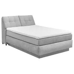 Boxspringbett "Fairfield", grau (hellgrau), B:146cm L:242cm, 92% Polyester, 8% Nylon, SET ONE BY Musterring, Komplettbetten, Boxspringbett, mit Bettkasten, Kopfteil in Kassettenoptik, Breite 120 oder 140 cm