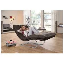 Relaxliege W.Schillig "daily dreams", braun (mocca s37), B:95cm H:91cm T:170cm, Stoff S37 (100% Polyester), Sofas, in Waffelkissen-Optik, wahlweise mit Motor, Freischwingergestell
