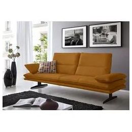 2,5-Sitzer W.Schillig "broadway, Designsofa mit tollem Sitzkomfort", gelb (brandy s37), B:236cm H:94cm T:96cm, Stoff S37 (100% Polyester): Luxus-Microfaser in Lederoptik, Sofas, Sitztiefenverstellung, Kopfteil- & Seitenteilverstellung, Breite 216cm