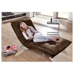Relaxliege W.Schillig "daily dreams", braun (chocolate s37), B:75cm H:91cm T:170cm, Stoff S37 (100% Polyester), Sofas, in Waffelkissen-Optik, wahlweise mit Motor, Freischwingergestell