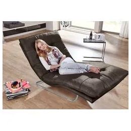 Relaxliege W.Schillig "daily dreams", braun (mocca s37), B:95cm H:91cm T:170cm, Stoff S37 (100% Polyester), Sofas, in Waffelkissen-Optik, wahlweise mit Motor, Freischwingergestell