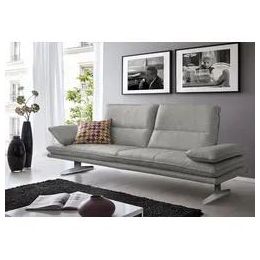 2,5-Sitzer W.Schillig "broadway Designsofa mit hohem Sitzkomfort", grau (steel s22), B:236cm H:94cm T:96cm, Flachgewebe S22 (100% Polyester), Sofas, Sitztiefenverstellung, Kopfteil- & Seitenteilverstellung, Breite 236cm