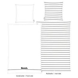 Herding Wendebettw&auml;sche BENCH. "Bench", wei&szlig;, B/L: 155cm x 220cm, 1 Stk., 1 Stk., Renforc&eacute;, B/L: 80cm x 80cm, Renforc&eacute;, Obermaterial: 100% Baumwolle, Bettw&auml;sche, Wendebettw&auml;sche, Kissenbezug mit dekorativer Paspel