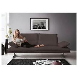 2,5-Sitzer W.Schillig "broadway Designsofa mit hohem Sitzkomfort", braun (mocca s37), B:236cm H:94cm T:96cm, Stoff S37 (100% Polyester): Luxus-Microfaser in Lederoptik, Sofas, Sitztiefenverstellung, Kopfteil- & Seitenteilverstellung, Breite 236cm