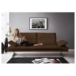 2,5-Sitzer W.Schillig "broadway Designsofa mit hohem Sitzkomfort", braun (chocolate s37), B:236cm H:94cm T:96cm, Stoff S37 (100% Polyester): Luxus-Microfaser in Lederoptik, Sofas, Sitztiefenverstellung, Kopfteil- & Seitenteilverstellung, Breite 236cm