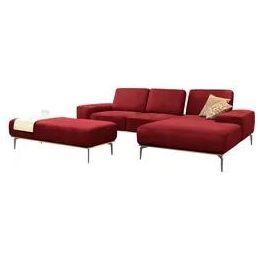 Ecksofa W.Schillig "run, Designsofa mit tollem Sitzkomfort, L-Form", rot (light brick w82), B:279cm H:88cm T:178cm, Longlife Xtra-Leder Z73: Naturwalkleder der Luxusklasse aus den erlesensten Rohh&auml;uten. Hautst&auml;rke 1, 1 &ndash; 1, 3 mm;ROHLEDER Jacquard-Flachgewebe Q2 W60 (63% Polyester, 37% Polyacryl);ROHLEDER Chenille-Flachgewebe Q2 W77 (68% Polyacryl, 32% Polyester);Stoff S37 (100% Polyester), Sofas, 