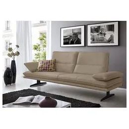 2,5-Sitzer W.Schillig "broadway, Designsofa mit tollem Sitzkomfort", braun (stone z59), B:236cm H:94cm T:96cm, Longlife Xtra-Leder Z59: Glattleder mit modischer Pr&auml;gung. Hautst&auml;rke 0, 9 - 1, 1 mm, Sofas, Sitztiefenverstellung, Kopfteil- & Seitenteilverstellung, Breite 216cm