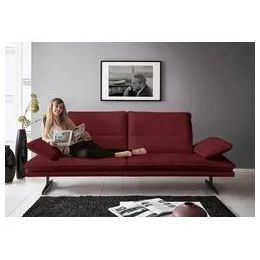 2,5-Sitzer W.Schillig "broadway, Designsofa mit tollem Sitzkomfort", rot (burgundy z69), B:236cm H:94cm T:96cm, Longlife Xtra-Leder Z69: Das feinnarbige, gedeckte Softleder Z69 besticht durch seine au&szlig;ergew&ouml;hnliche Weichheit im trendigen &raquo;Vintage-Look&laquo;, Hautst&auml;rke 0, 9 - 1, 1 mm, Sofas, Sitztiefenverstellung, Kopfteil- & Seitenteilverstellung, Breite 216cm