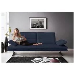 2,5-Sitzer W.Schillig "broadway, Designsofa mit tollem Sitzkomfort", blau (blau z59), B:236cm H:94cm T:96cm, Longlife Xtra-Leder Z59: Glattleder mit modischer Pr&auml;gung. Hautst&auml;rke 0, 9 - 1, 1 mm, Sofas, Sitztiefenverstellung, Kopfteil- & Seitenteilverstellung, Breite 216cm