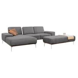 Ecksofa W.Schillig "run, Designsofa mit tollem Sitzkomfort, L-Form", grau (grau w82), B:279cm H:88cm T:178cm, Longlife Xtra-Leder Z73: Naturwalkleder der Luxusklasse aus den erlesensten Rohh&auml;uten. Hautst&auml;rke 1, 1 &ndash; 1, 3 mm;ROHLEDER Jacquard-Flachgewebe Q2 W60 (63% Polyester, 37% Polyacryl);ROHLEDER Chenille-Flachgewebe Q2 W77 (68% Polyacryl, 32% Polyester);Stoff S37 (100% Polyester), Sofas, Ecksof