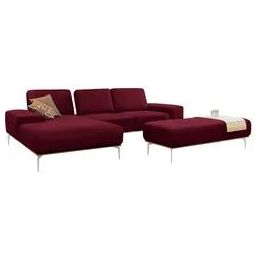 Ecksofa W.Schillig "run, Designsofa mit tollem Sitzkomfort, L-Form", rot (merlot w82), B:279cm H:88cm T:178cm, Longlife Xtra-Leder Z73: Naturwalkleder der Luxusklasse aus den erlesensten Rohh&auml;uten. Hautst&auml;rke 1, 1 &ndash; 1, 3 mm;ROHLEDER Jacquard-Flachgewebe Q2 W60 (63% Polyester, 37% Polyacryl);ROHLEDER Chenille-Flachgewebe Q2 W77 (68% Polyacryl, 32% Polyester);Stoff S37 (100% Polyester), Sofas, Eckso