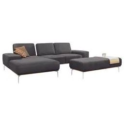 Ecksofa W.Schillig "run, Designsofa mit tollem Sitzkomfort, L-Form", grau (anthrazit w82), B:279cm H:88cm T:178cm, Longlife Xtra-Leder Z73: Naturwalkleder der Luxusklasse aus den erlesensten Rohh&auml;uten. Hautst&auml;rke 1, 1 &ndash; 1, 3 mm;ROHLEDER Jacquard-Flachgewebe Q2 W60 (63% Polyester, 37% Polyacryl);ROHLEDER Chenille-Flachgewebe Q2 W77 (68% Polyacryl, 32% Polyester);Stoff S37 (100% Polyester), Sofas, E
