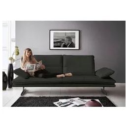 2,5-Sitzer W.Schillig "broadway Designsofa mit hohem Sitzkomfort", grau (graphit z59), B:236cm H:94cm T:96cm, Longlife Xtra-Leder Z59: Glattleder mit modischer Pr&auml;gung. Hautst&auml;rke 0, 9 - 1, 1 mm, Sofas, Sitztiefenverstellung, Kopfteil- & Seitenteilverstellung, Breite 236cm