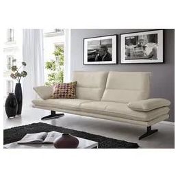2,5-Sitzer W.Schillig "broadway, Designsofa mit tollem Sitzkomfort", grau (eisgrau z59), B:236cm H:94cm T:96cm, Longlife Xtra-Leder Z59: Glattleder mit modischer Pr&auml;gung. Hautst&auml;rke 0, 9 - 1, 1 mm, Sofas, Sitztiefenverstellung, Kopfteil- & Seitenteilverstellung, Breite 216cm