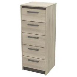 Kommode Demeyere GROUP "Watson", braun (kronberg eich, waterford), B:42,8cm H:107cm T:39,6cm, Holzwerkstoff, Sideboards, Kommode, Schubkatenkommode 5 Schubladen