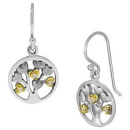 Paar Ohrh&auml;nger Firetti "Schmuck Geschenk Silber 925 Ohrschmuck Ohrhaken Herz Lebensbaum", gold (silberfarben, gelbgoldfarben, wei&szlig;, kristallwei&szlig;), Ohrringe, Damen, 12mm, Silber 925 (Sterlingsilber), mit Zirkonia (synth.)