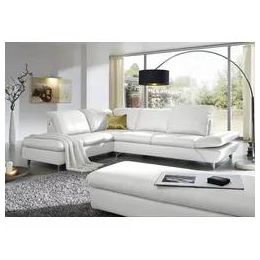Ecksofa W.Schillig "Taoo, elegant und zeitlos, bequem, L-Form, Breite 296cm", grau (graphite z73), B:296cm H:84cm T:242cm, Longlife Xtra-Leder Z73: Naturwalkleder der Luxusklasse aus den erlesensten Rohh&auml;uten. Hautst&auml;rke 1, 1 &ndash; 1, 3 mm, Sofas, Ecksofa, mit Sitziefenverstellung & Kopfteilverstellung