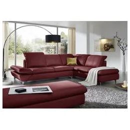 Ecksofa W.Schillig "Taoo, elegant und zeitlos, bequem, L-Form, Breite 296cm", rot (ruby rot z59), B:296cm H:84cm T:242cm, Longlife Xtra-Leder Z59: Glattleder mit modischer Pr&auml;gung. Hautst&auml;rke 0, 9 - 1, 1 mm, Sofas, Ecksofa, mit Sitziefenverstellung & Kopfteilverstellung