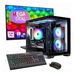 GAMEMAX Gaming-PC-Komplettsystem "MegaDeal HYPE-M BK 2762 AMD Ryzen 7 5700X 16GB 480GB SSD RTX 5060", Energieeffizienz: E (A-G), schwarz, Microsoft Windows 11 Home (64 Bit), 16 GB RAM 480 GB SSD, Computer_Komplettsysteme, Windows 11 + MSI PRO MP273A LED-Monitor, 69cm (27")