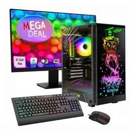 GAMEMAX Gaming-PC-Komplettsystem "MegaDeal Rockstar 2764 AMD Ryzen 7 5700X 16GB 480GB SSD RTX 5060", Energieeffizienz: E (A-G), schwarz, Microsoft Windows 11 Home (64 Bit), 16 GB RAM 480 GB SSD, Computer_Komplettsysteme, Windows 11 + MSI PRO MP273A LED-Monitor, 69cm (27")