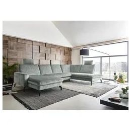 Wohnlandschaft DIE PLANBAR "ZE-EM20028 U-Form, Breite 332 cm", amira salbei, B:332cm T:220cm, 100% Polyester, Sofas, Wohnlandschaft, wahlweise mit Kopfst&uuml;tzen und Sitztiefenverstellung
