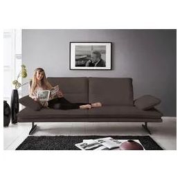 2,5-Sitzer W.Schillig "broadway, Designsofa mit tollem Sitzkomfort", braun (mocca s37), B:236cm H:94cm T:96cm, Stoff S37 (100% Polyester): Luxus-Microfaser in Lederoptik, Sofas, Sitztiefenverstellung, Kopfteil- & Seitenteilverstellung, Breite 216cm