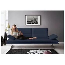 2,5-Sitzer W.Schillig "broadway Designsofa mit hohem Sitzkomfort", blau (blau z59), B:236cm H:94cm T:96cm, Longlife Xtra-Leder Z59: Glattleder mit modischer Pr&auml;gung. Hautst&auml;rke 0, 9 - 1, 1 mm, Sofas, Sitztiefenverstellung, Kopfteil- & Seitenteilverstellung, Breite 236cm