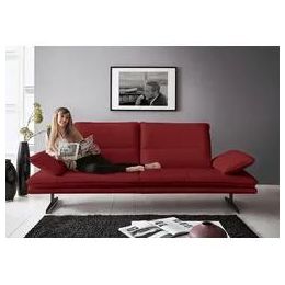 2,5-Sitzer W.Schillig "broadway, Designsofa mit tollem Sitzkomfort", rot (ruby rot z59), B:236cm H:94cm T:96cm, Longlife Xtra-Leder Z59: Glattleder mit modischer Pr&auml;gung. Hautst&auml;rke 0, 9 - 1, 1 mm, Sofas, Sitztiefenverstellung, Kopfteil- & Seitenteilverstellung, Breite 216cm