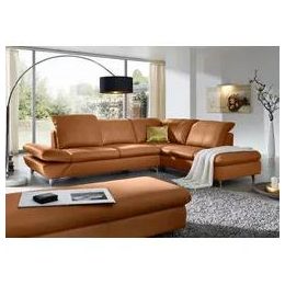 Ecksofa W.Schillig "Taoo, elegant und zeitlos, bequem, L-Form, Breite 296cm", braun (cognac z73), B:296cm H:84cm T:242cm, Longlife Xtra-Leder Z73: Naturwalkleder der Luxusklasse aus den erlesensten Rohh&auml;uten. Hautst&auml;rke 1, 1 &ndash; 1, 3 mm, Sofas, Ecksofa, mit Sitziefenverstellung & Kopfteilverstellung