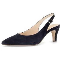 Slingpumps Gabor, Damen, Gr. 39, dunkelblau, Ziegenveloursleder, Schuhe Slingpumps, Trichterabsatz, Businessschuh, Abendschuh in spitzer Form, G-Weite