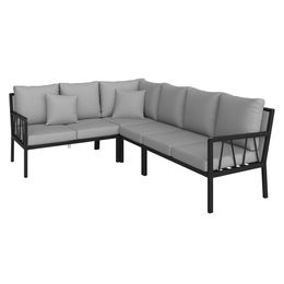 Amatio Loungegarnitur, Anthrazit, Grau, Metall, F&uuml;llung: Schaumstoff,Baumwollf&uuml;llung, seitenverkehrt montierbar, L-Form, 254x197 cm, Loungem&ouml;bel, Gartenlounge-Sets