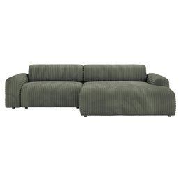 Ecksofa, Olivgr&uuml;n, Textil, 3-4-Sitzer, F&uuml;llung: Schaumstoffflocken, Ottomane rechts, L-Form, 292x178 cm, R&uuml;cken echt, Wohnzimmer, Sofas & Couches, Wohnlandschaften, Ecksofas