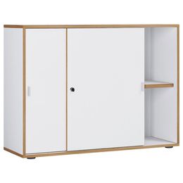 P & B Aktenschrank, Wei&szlig;, Honigeiche, Holzwerkstoff, 1 F&auml;cher, 100x74x33 cm, abschlie&szlig;bar, Arbeitszimmer, Aktenschr&auml;nke