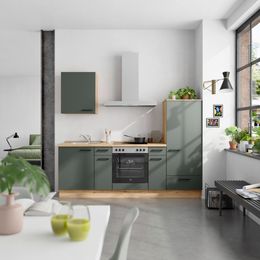 Nobilia K&uuml;chenblock Easytouch m. Ger&auml;ten Dunkelgr&uuml;n
