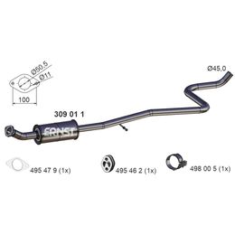 Ernst Mittelschalld&auml;mpfer 309011 f&uuml;r Ford