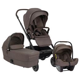 nuna Kinderwagenset Mixx Next, Graubraun, Kunststoff, 3-teilig, 60x110x82 cm, UV 50+, ECE R 129 i-Size, Feststellbremse, Fu&szlig;st&uuml;tze abklappbar, Federung, kugelgelagerte R&auml;der, 5-Punkte-Gurt, f&uuml;r Babyschale geeignet, Transportsicherung, Sitz umsetzbar, abnehmbarer Schutzb&uuml;gel, Teleskopgriff, verstellbare Adapter,abnehmbarer und waschbarer Bezug, ergonomischer Trageb&uuml;gel, feststellbare Schaukelfunkti
