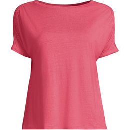 LANDS' END Leinen/Modal-Shirt mit kurzen &Auml;rmeln, Damen,  Pink, Leinen/Baumwolle Modal, by Lands' End