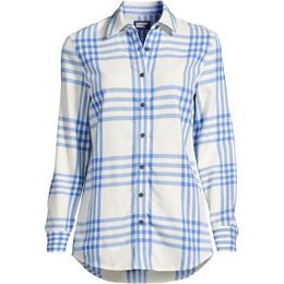 LANDS' END Boyfriend-Bluse aus Flanell, Damen,  Wei&szlig;, Baumwolle, by Lands' End