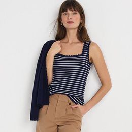 LANDS' END Top mit Muschelrand, Damen,  Blau, Viskose/Viskose-Mischung/Polyester-Mischung, by Lands' End