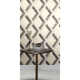 Vliestapete Versace "Versace 6 Tarsia &ndash;", grau 2, B:0,7m H:0m L:10,05m, Vinyl, Vlies, Tapeten, Modernes Rautendesign in Marmoroptik mit strukturierter Oberfl&auml;che