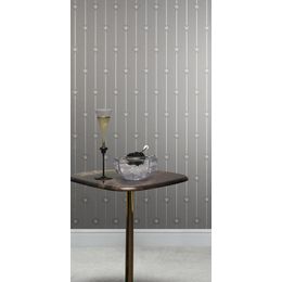 Vliestapete Versace "Versace 6 I Love Baroque &ndash;", grau 2, B:0,7m H:0m L:10,05m, Vinyl, Vlies, Tapeten, Elegantes Streifendesign mit ikonischen Medaillons & feinem Glanz