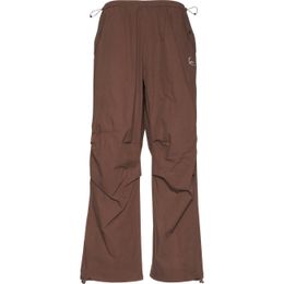 Stoffhose Karl Kani "Karl Kani Herren KM233-032-3 KK Small Signature Parachute Pants", Herren, Gr. XXL, US-Gr&ouml;&szlig;en, braun, 100% Baumwolle, unifarben, loose fit, Hosen Stoffhose
