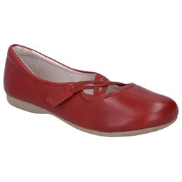 Riemchenballerina Josef Seibel "Fiona 39", Damen, Gr. 39, rot (rubinrot), Leder, Schuhe Riemchenballerina, Festtagsschuh, Slipper, Komfortschuh mit &uuml;berkreuztem Gummizug